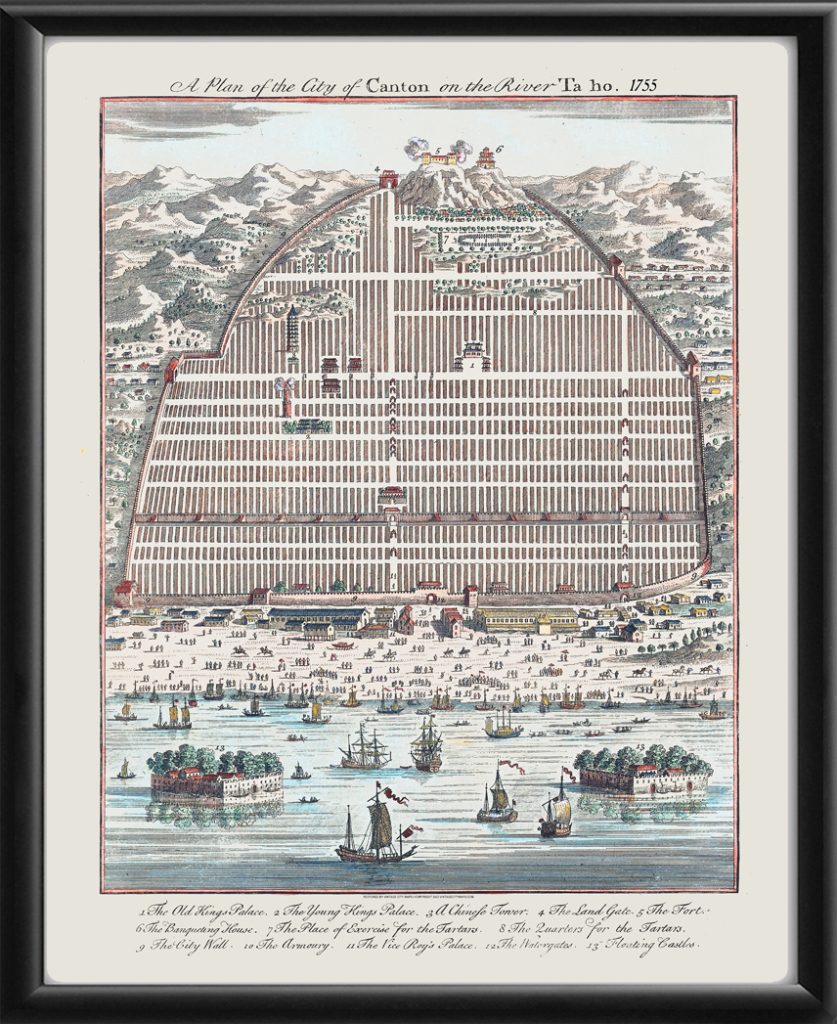 Canton China 1744 Restored Map | Vintage City Maps