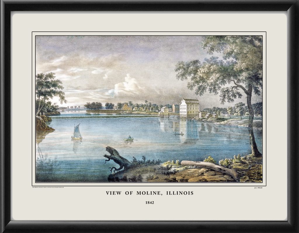 Moline IL 1842 Restored Map | Vintage City Maps