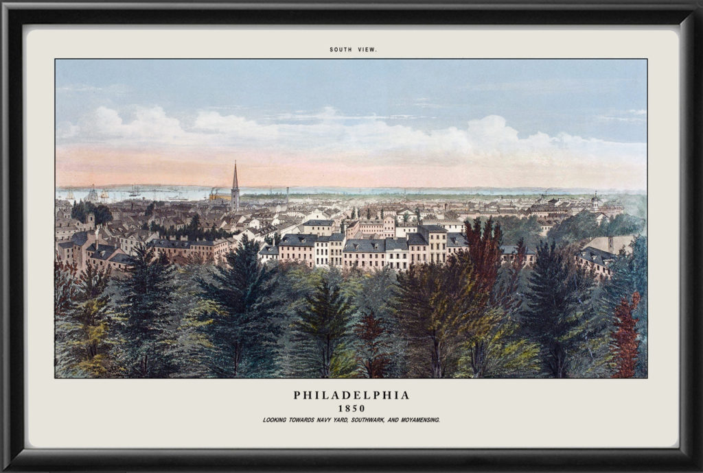 Philadelphia PA 1850 Restored Map | Vintage City Maps