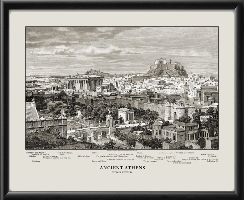 Ancient Athens, Greece 1897 Restored Map | Vintage City Maps