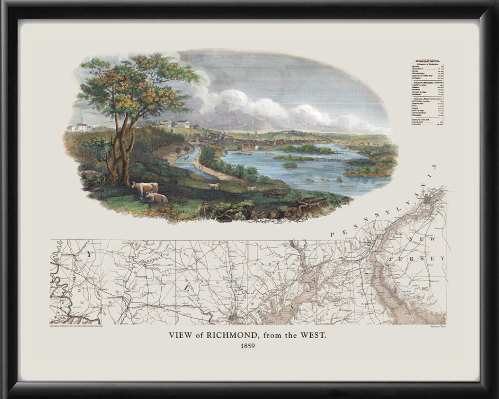 Richmond VA 1859 Restored Map | Vintage City Maps