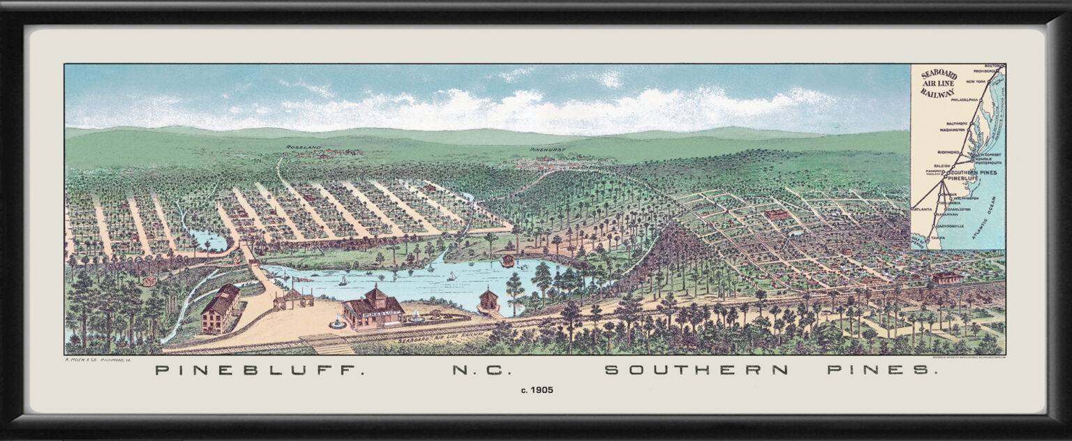 Pinebluff & Southern Pines NC 1905 - Vintage City Maps