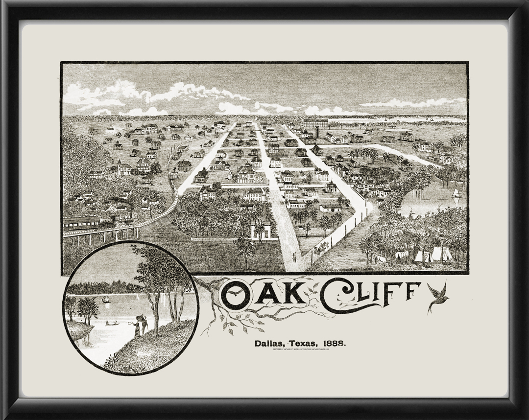 Dallas Oak Cliff TX 1888 Restored Map | Vintage City Maps