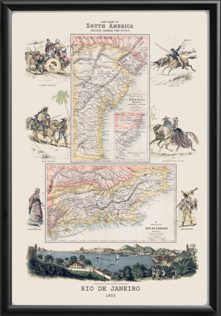 Rio de Janeiro Brazil 1852 (Color) - Vintage City Maps
