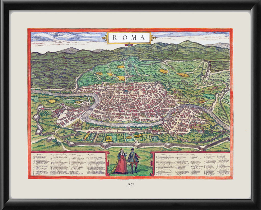 Rome Italy 1571 Restored Map | Vintage City Maps