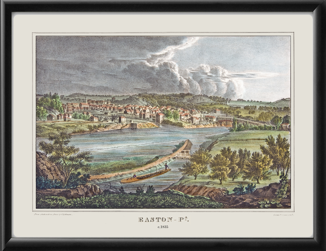 Easton PA 1835 (Color) Restored Map | Vintage City Maps