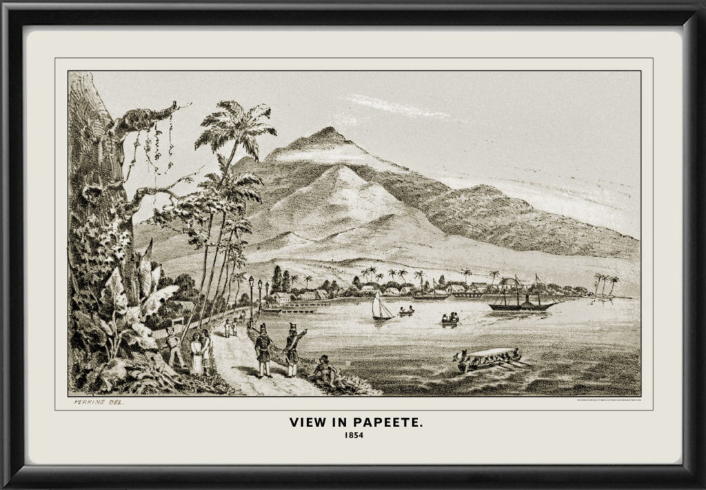 Papeete Tahiti 1854 Restored Map | Vintage City Maps