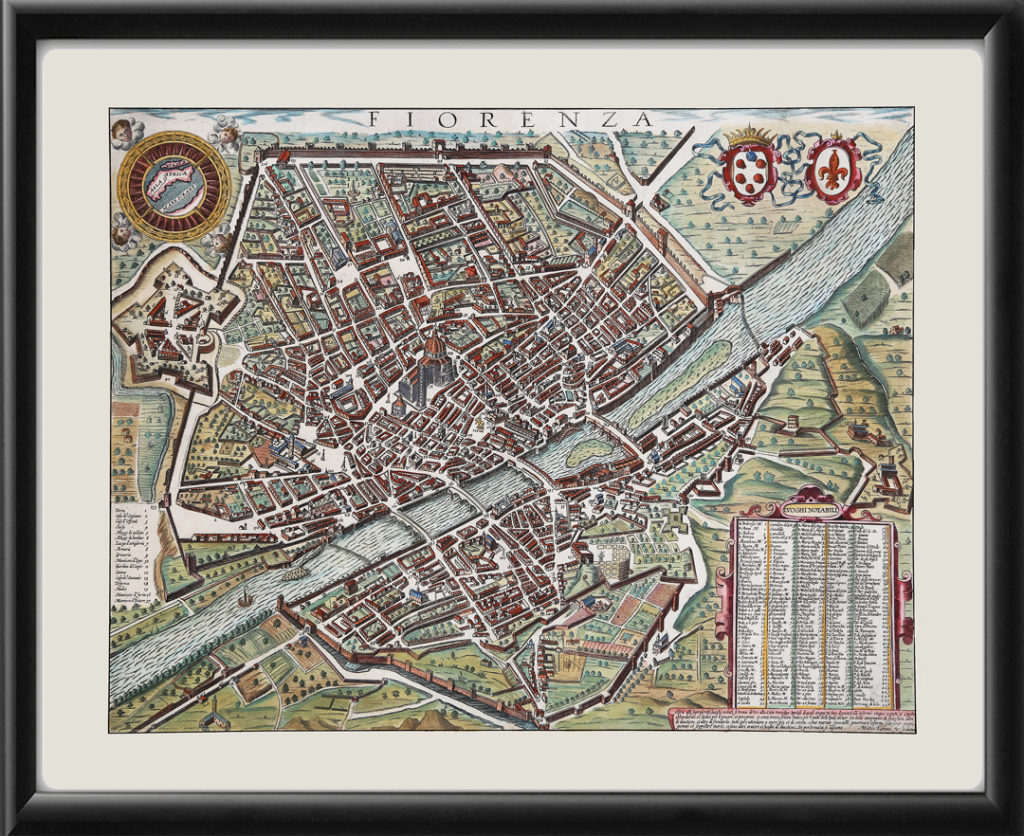 Florence Italy 1600 Restored Map | Vintage City Maps