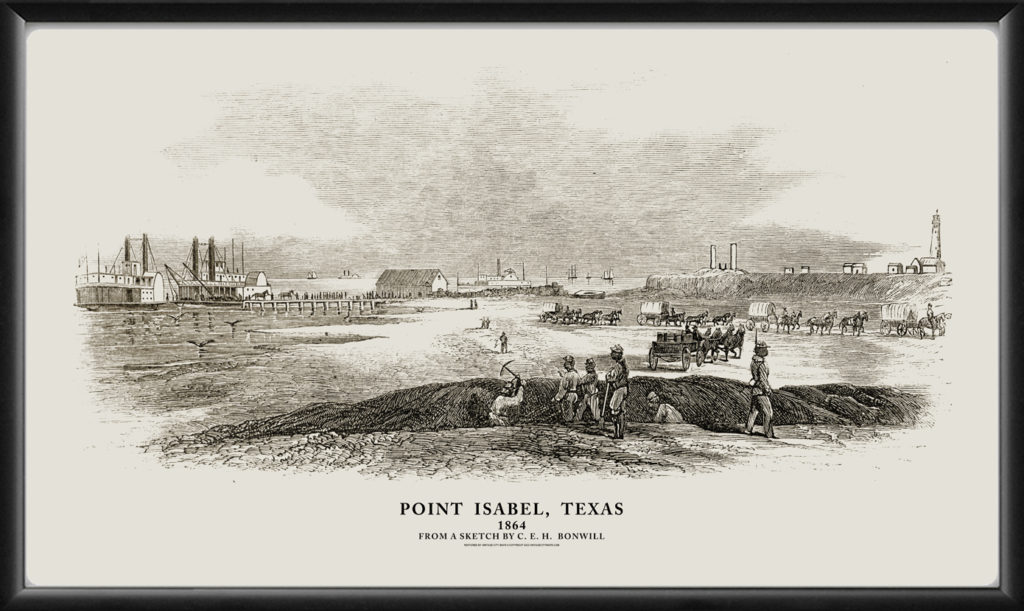 Port Isabel TX 1864 Restored Map | Vintage City Maps