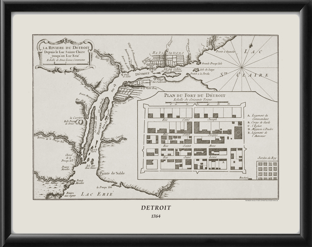 Detroit MI 1764 Restored Map | Vintage City Maps
