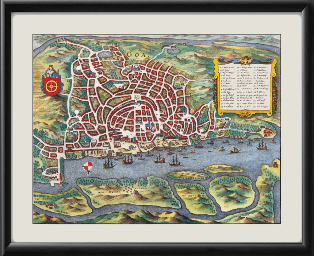 Goa India 1650 Restored Map | Vintage City Maps