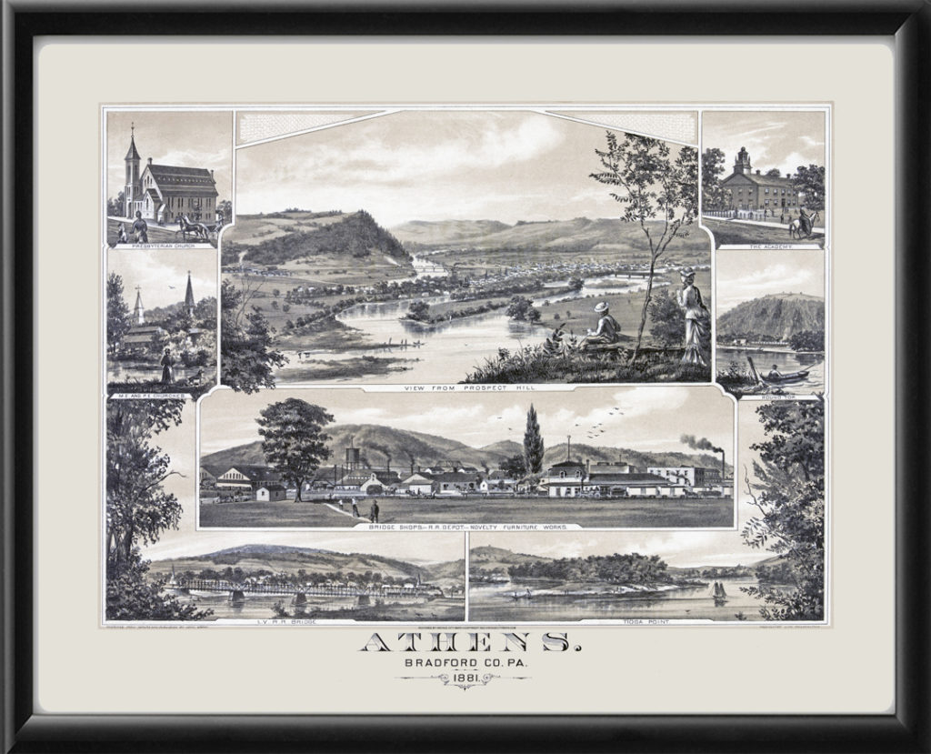 Athens PA 1881 Restored Map | Vintage City Maps
