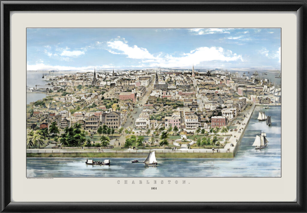 Charleston SC 1851 (Color) - Vintage City Maps