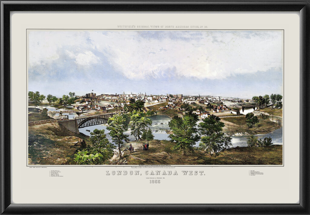 London Ontario Canada 1855 (Color) - Vintage City Maps