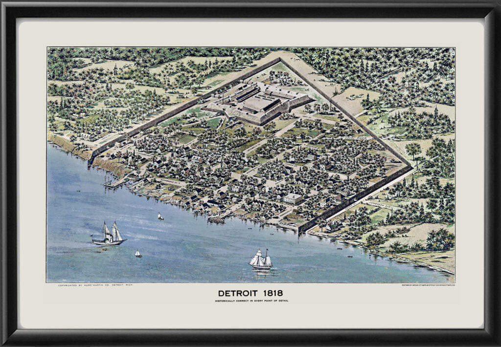 Detroit MI 1818 (Color) Restored Map | Vintage City Maps