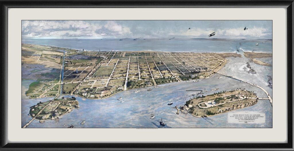 Miami FL 1920 Restored Map | Vintage City Maps