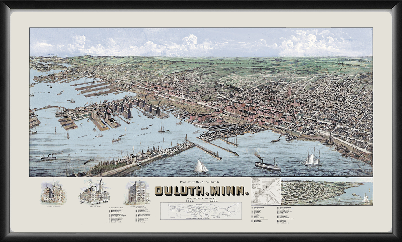Duluth MN 1893 (Color) Restored Map | Vintage City Maps