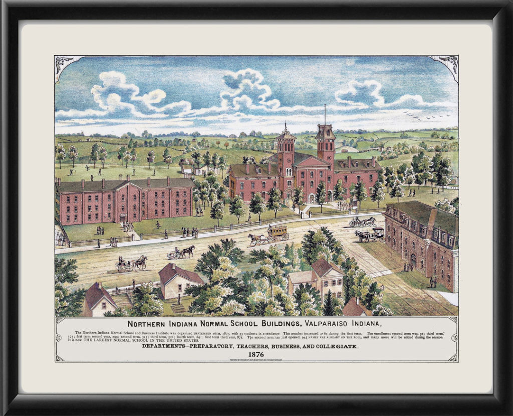 Valparaiso University 1876 (Color) - Vintage City Maps