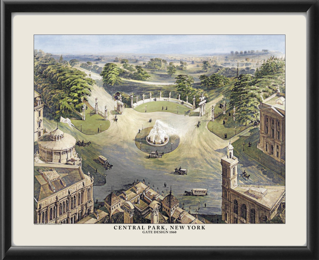 NYC Central Park Gate Design 1860 (Color) - Vintage City Maps