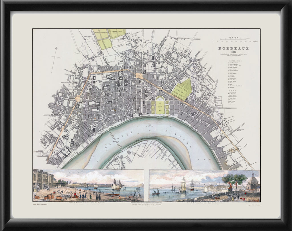 Bordeaux France 1832 Restored Map | Vintage City Maps