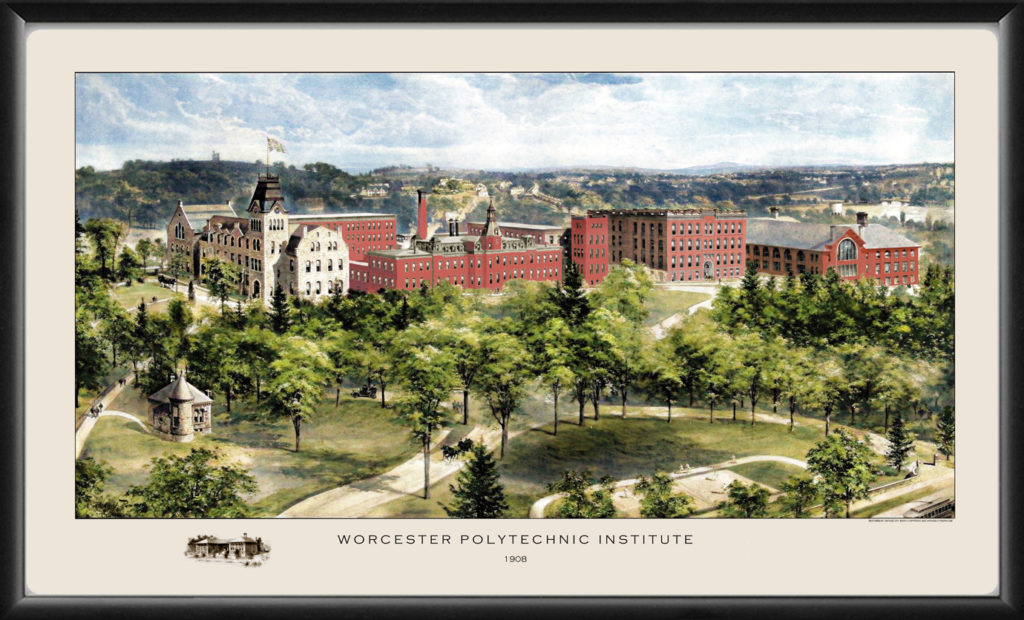 Worcester Polytechnic Institute 1908 (Color) - Vintage City Maps