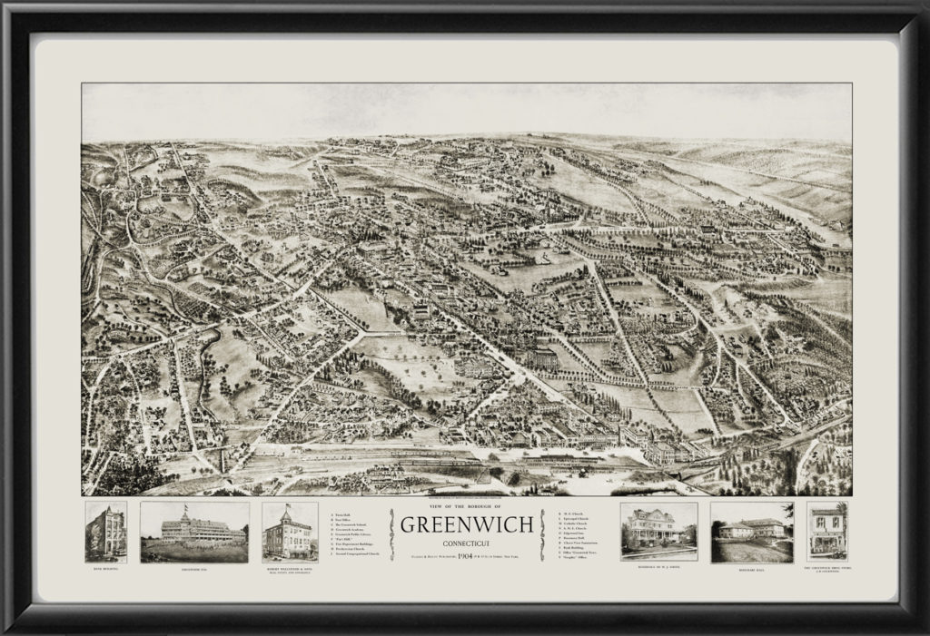 Greenwich CT 1904 Restored Map | Vintage City Maps