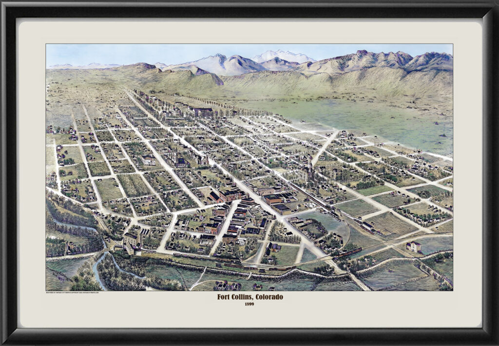 Fort Collins CO 1899 (Color) - Vintage City Maps