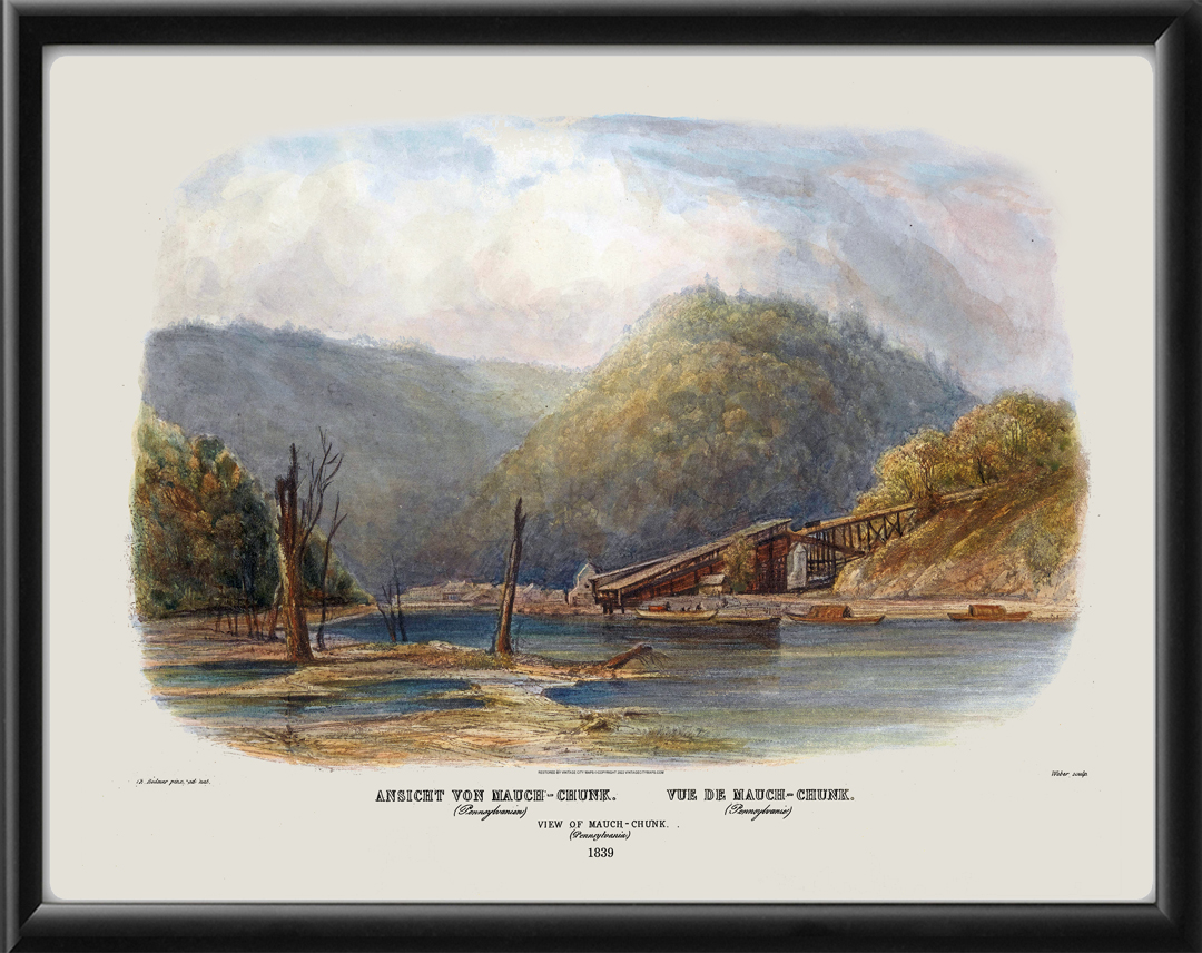 Mauch Chunk PA 1839 Restored Map | Vintage City Maps