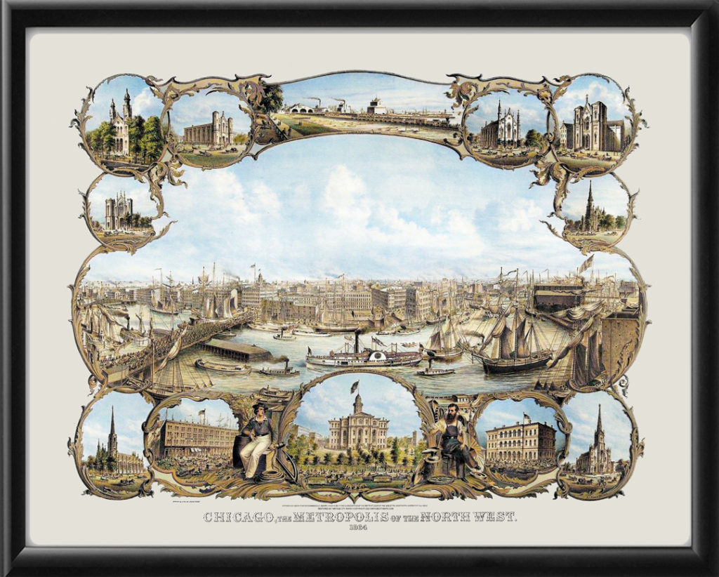 Chicago IL 1864 Restored Map | Vintage City Maps