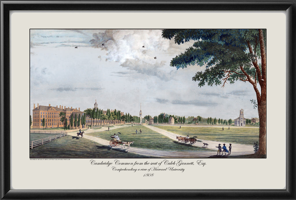 Cambridge Common - Harvard University 1808 - Vintage City Maps