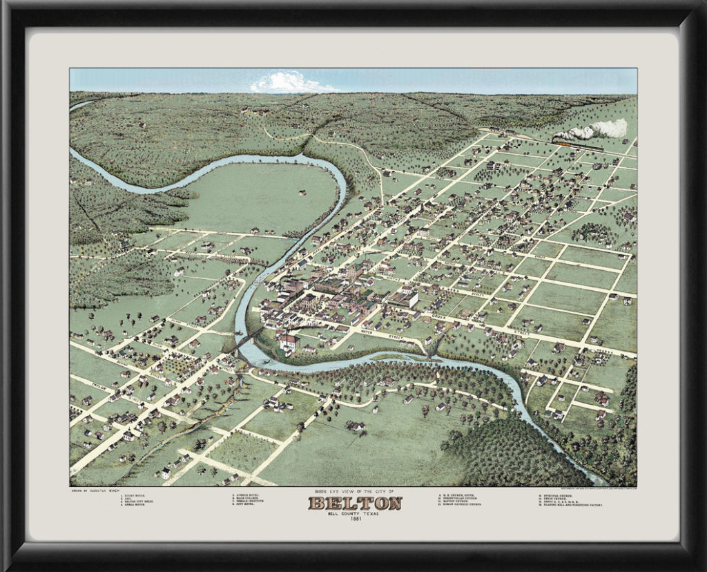 Belton TX 1881 (Color) Restored Map | Vintage City Maps