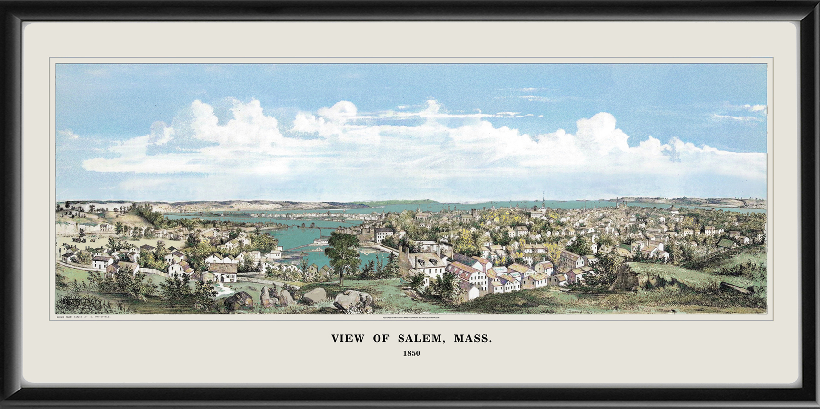 Salem MA 1850 (Color) Restored Map | Vintage City Maps