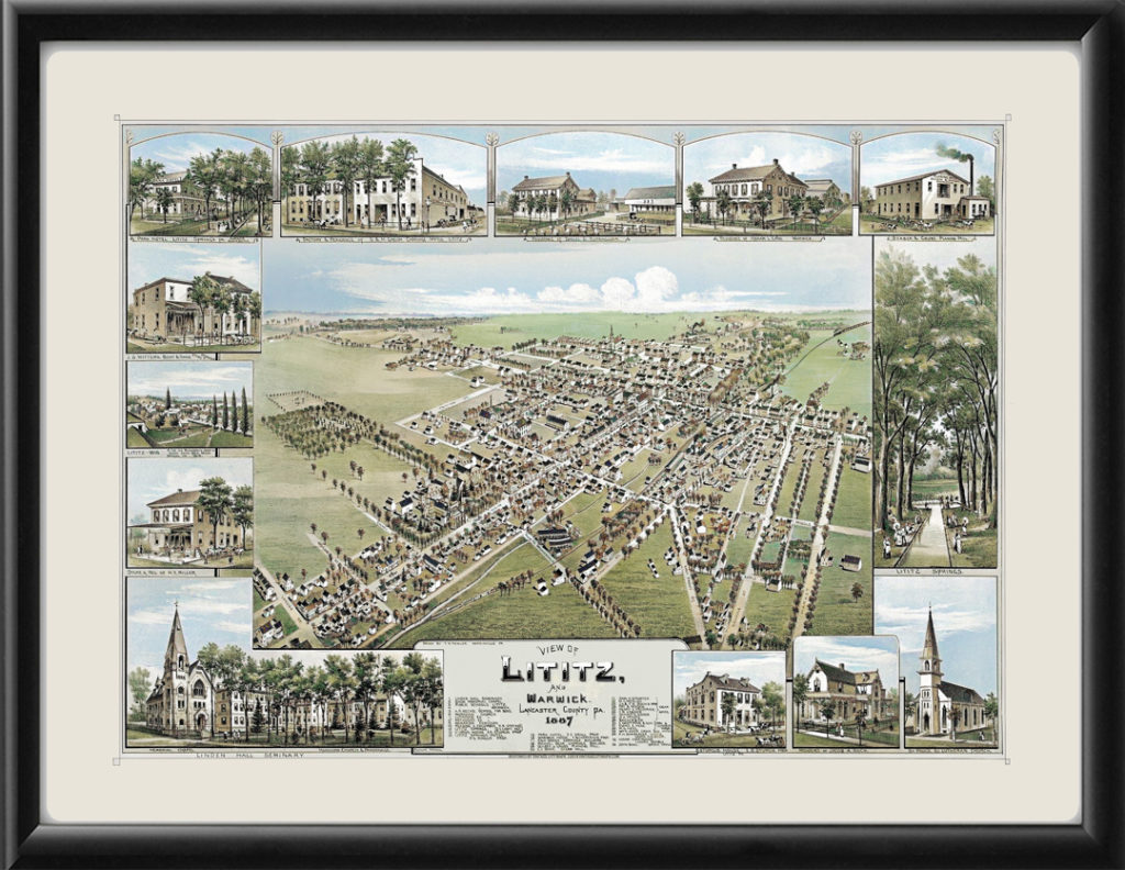 Lititz PA 1887 (Color) Restored Map | Vintage City Maps