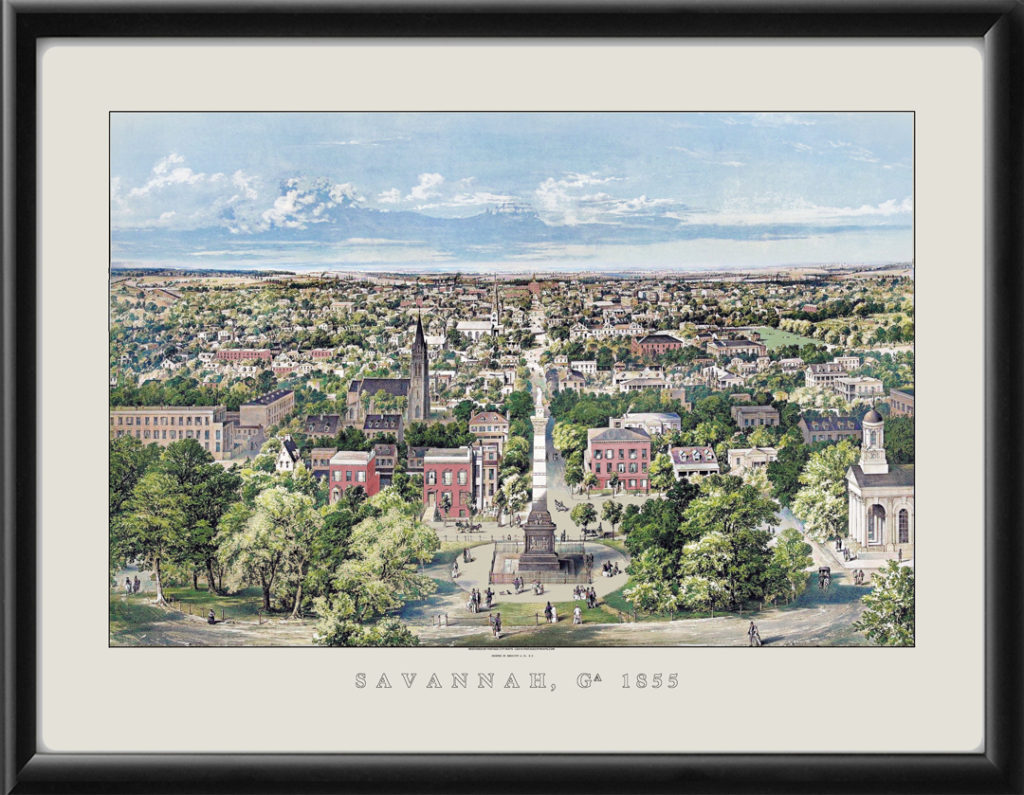 Savannah GA 1855 (Color) - Vintage City Maps, Restored Views