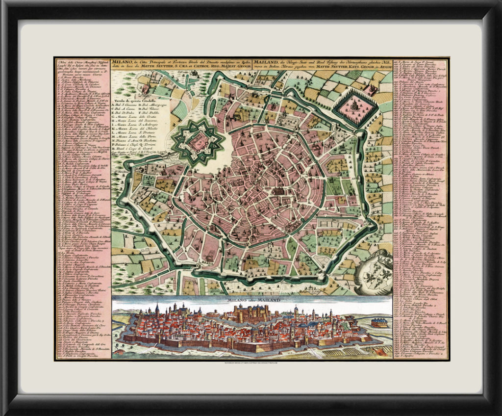 Milan Italy 1730 Restored Map | Vintage City Maps
