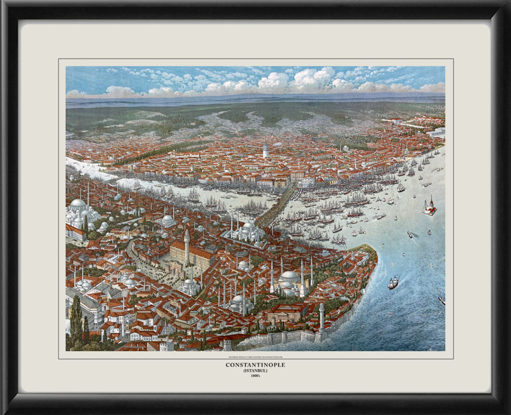 Constantinople (Istanbul) 1890 - Vintage City Maps, Restored Views