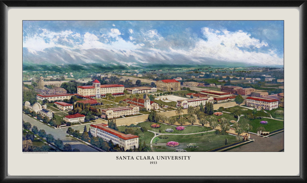 Santa Clara University 1933 - Vintage City Maps, Restored Views