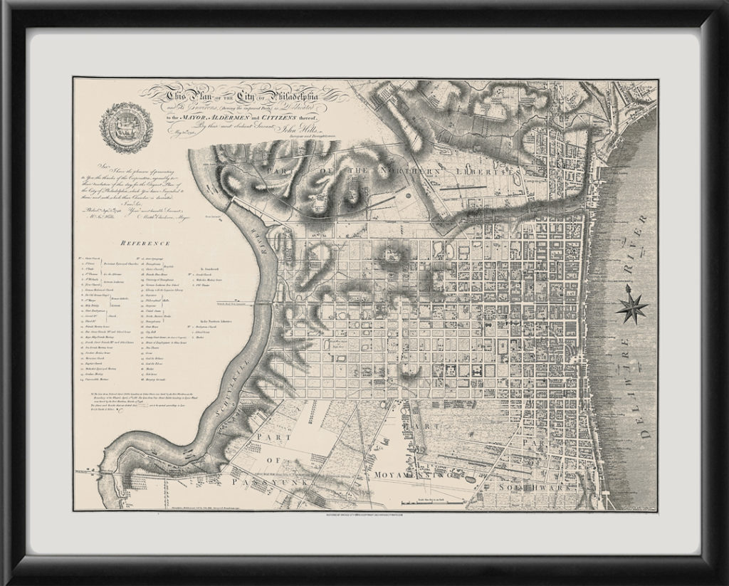 Philadelphia PA 1796 Restored Map | Vintage City Maps