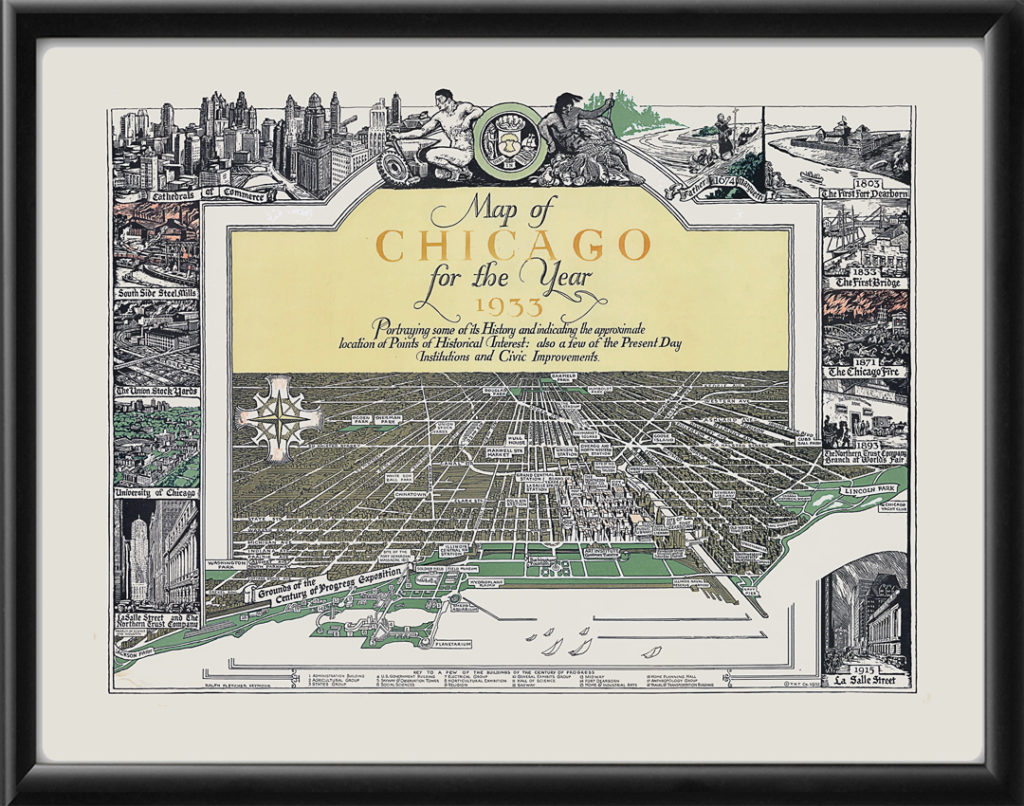 Chicago IL 1932 Restored Map | Vintage City Maps