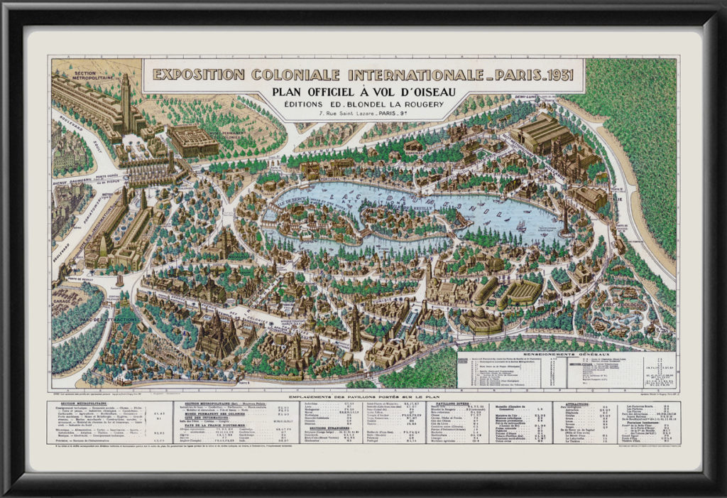 Paris France 1931 - Exposition Coloniale Internationale - Vintage City Maps