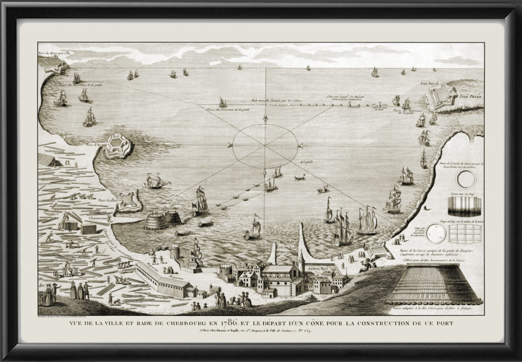 Cherbourg France 1786 Restored Map | Vintage City Maps
