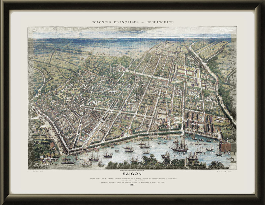 Citadel of Saigon 1881 (Color) - Vintage City Maps, Restored Views