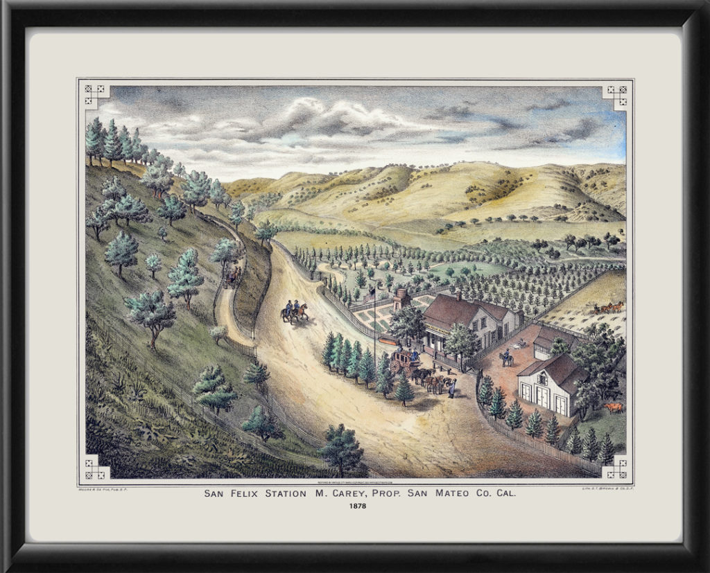 San Felix Station CA 1878 Restored Map | Vintage City Maps