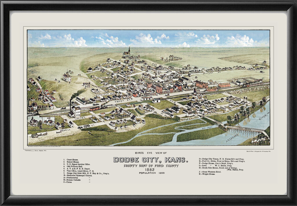 Map of Dodge City Kansas 1882 | Vintage City Maps