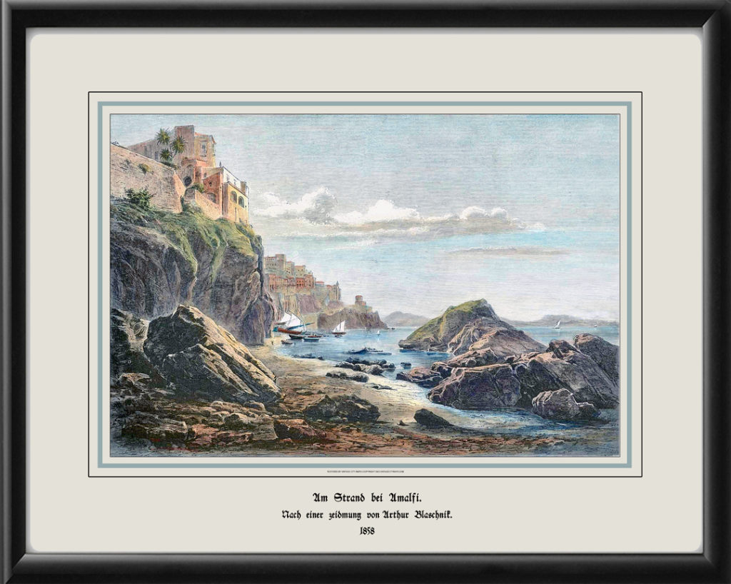 Amalfi Italy 1858 Restored Map | Vintage City Maps