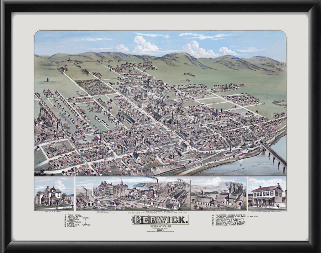 Berwick PA 1884 - Vintage City Maps - Restored City Maps