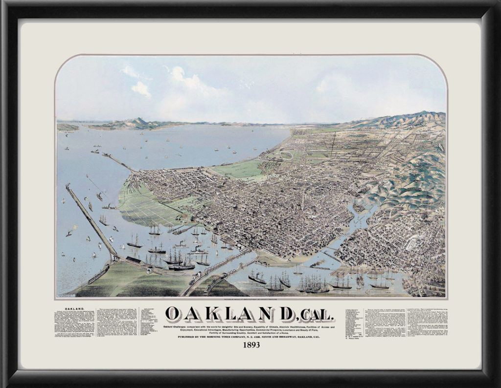 Oakland CA 1893 (Color) Restored Map | Vintage City Maps