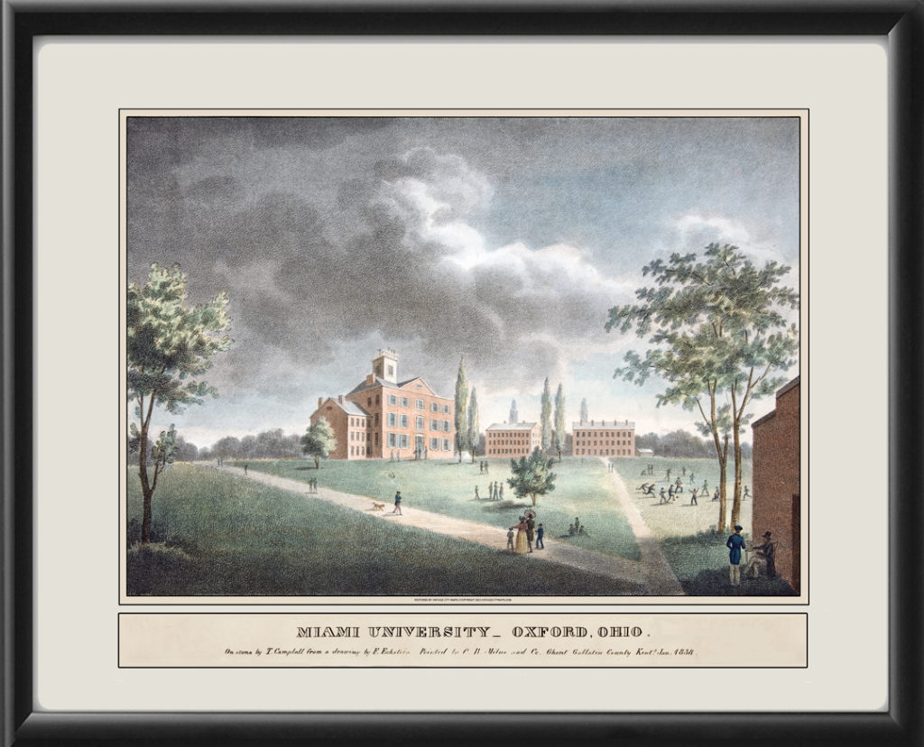 Miami University OH 1838 Restored Map | Vintage City Maps