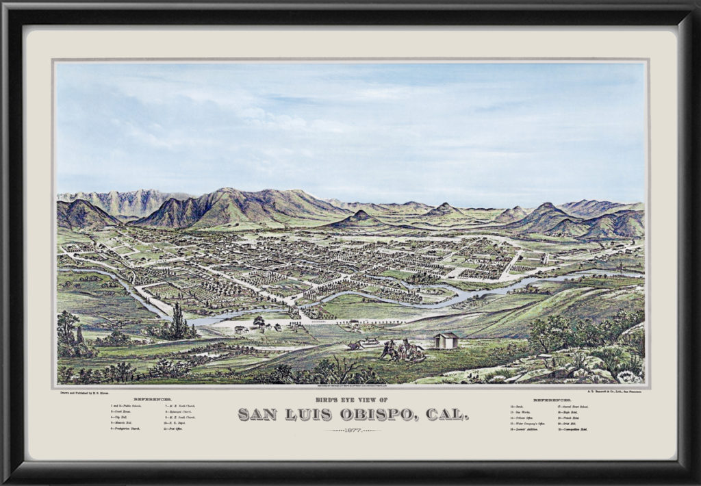 San Luis Obispo CA 1877 - Vintage City Maps, Restored City Maps