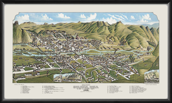 Golden CO 1882 (Color) Restored Map | Vintage City Maps